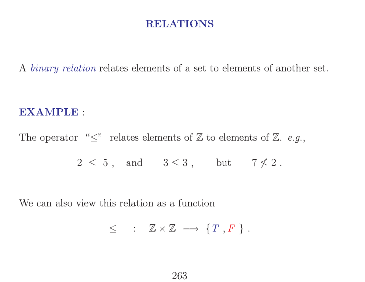 COEN 231- Lecture 16 - RELATIONS A binary relation relates elements of ...