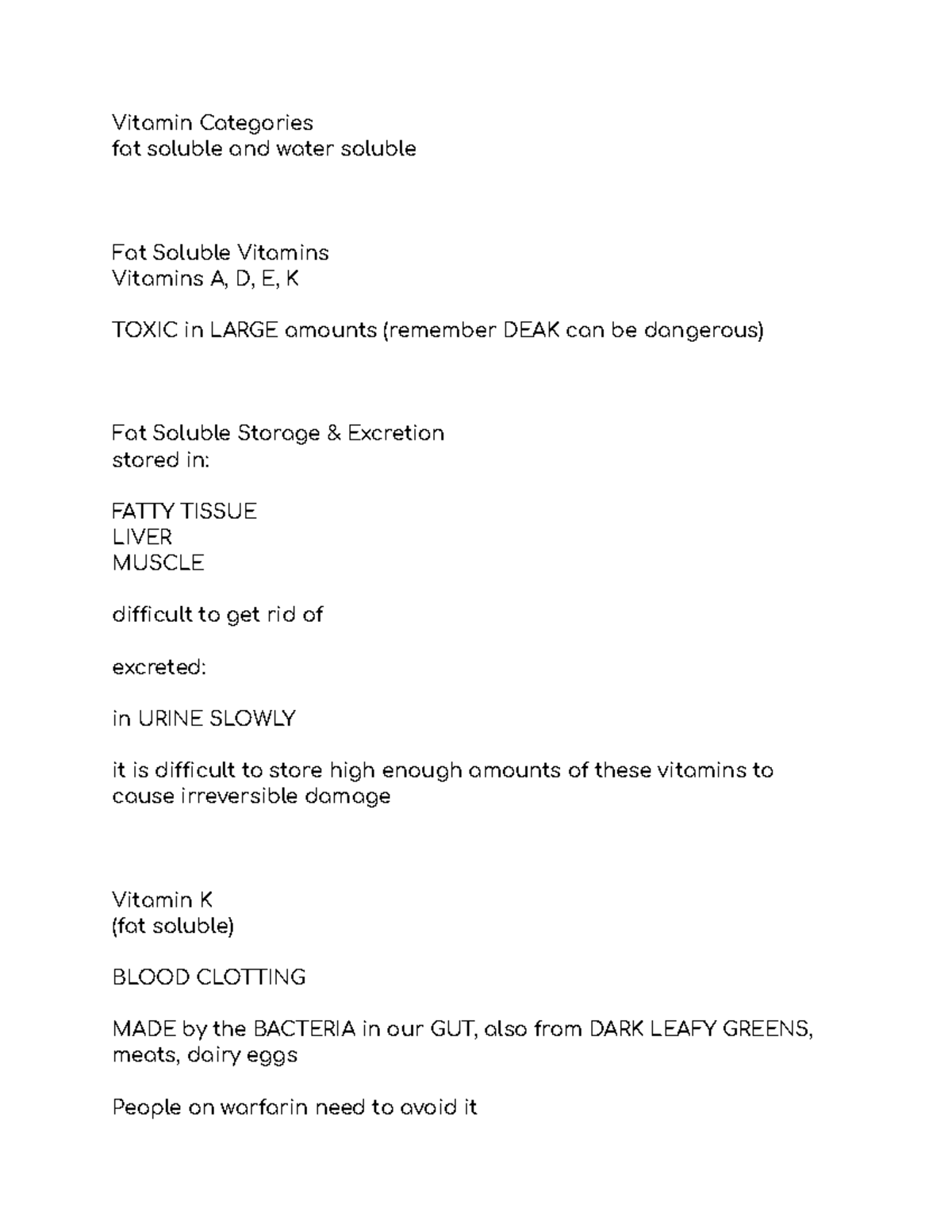 Pharmacology Nutrition and Electrolytes - Vitamin Categories fat ...