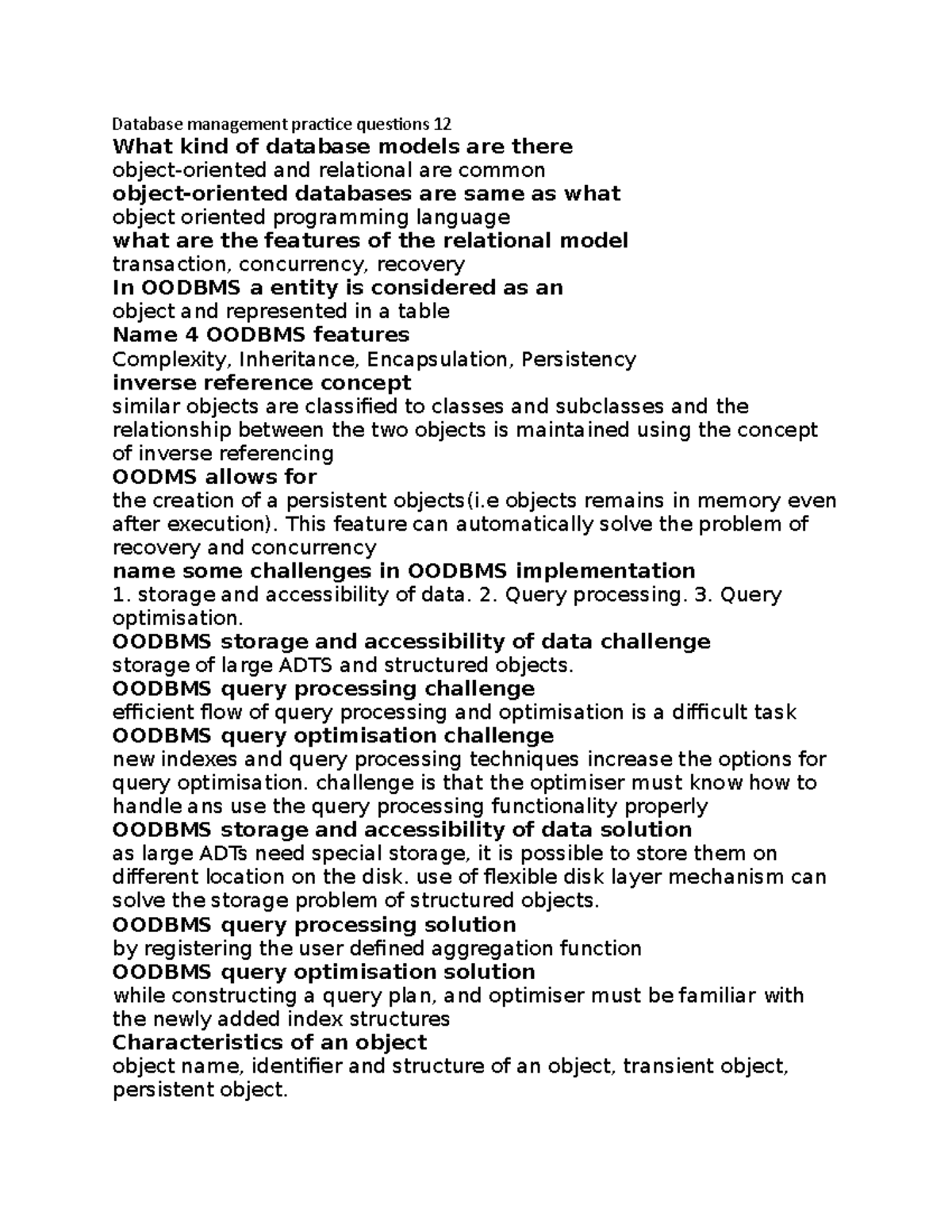 Database management practice questions 12 - This feature can ...