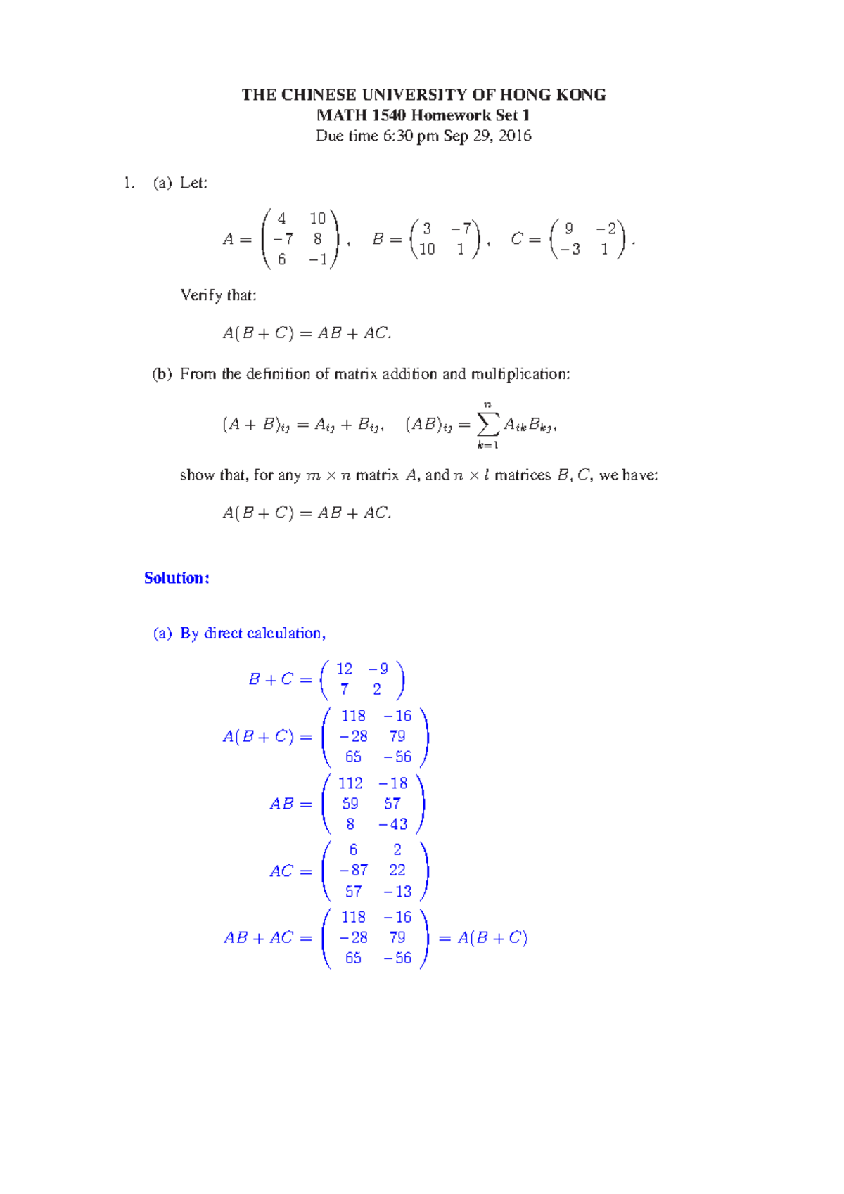 Homework Set 1 - wdddd - THE CHINESE UNIVERSITY OF HONG KONG MATH 1540 ...