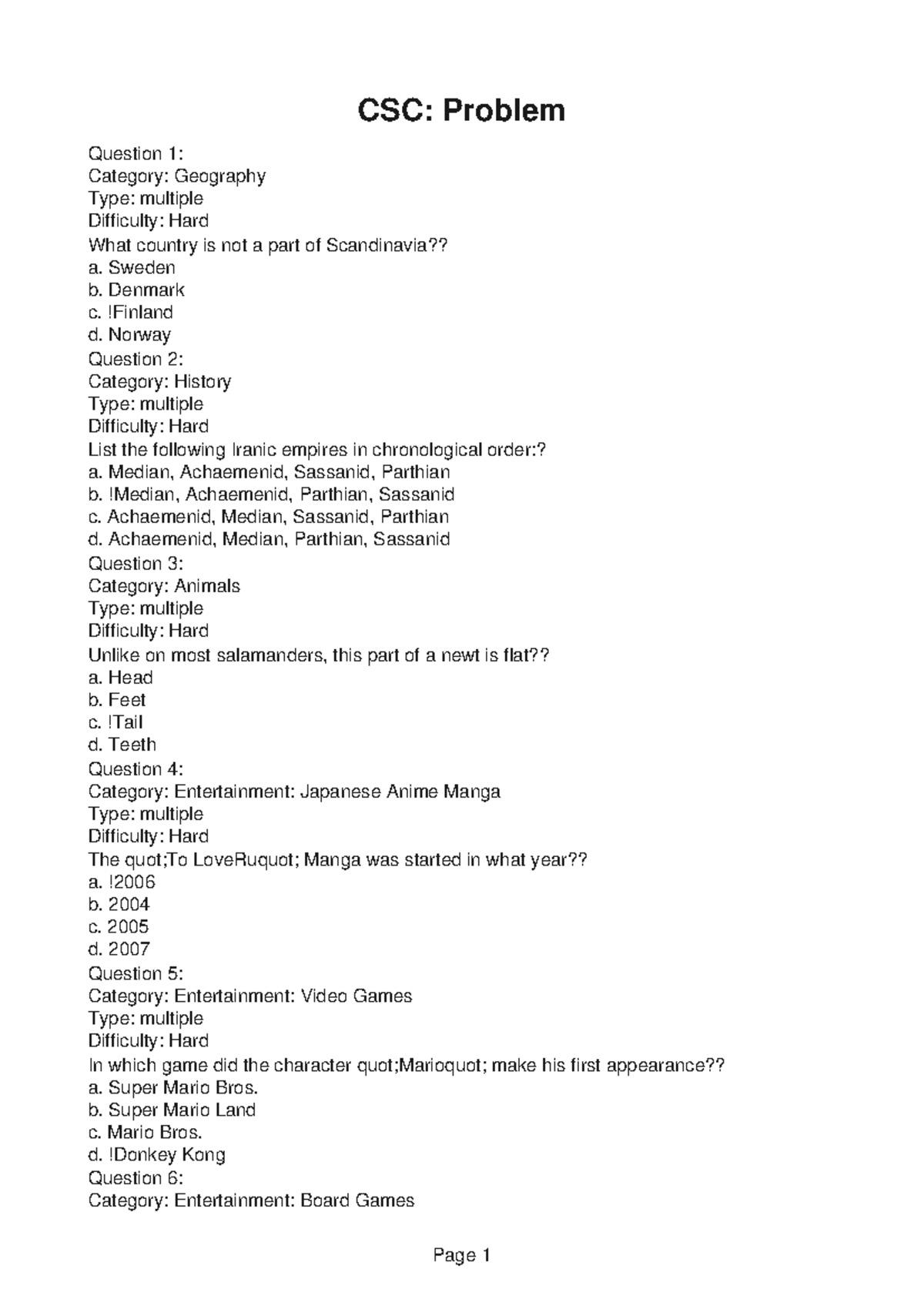 CSC257-Answers-4 - CSC257 - CSC: Problem Question 1: Category ...