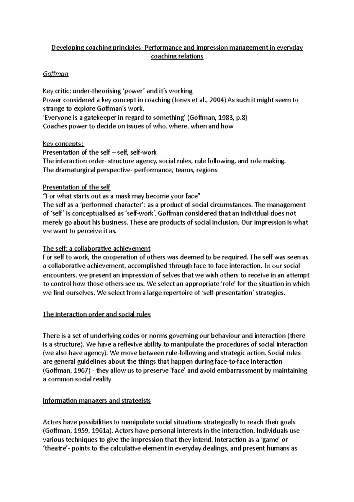 Developing coaching principles L4 - Developing coaching principles ...