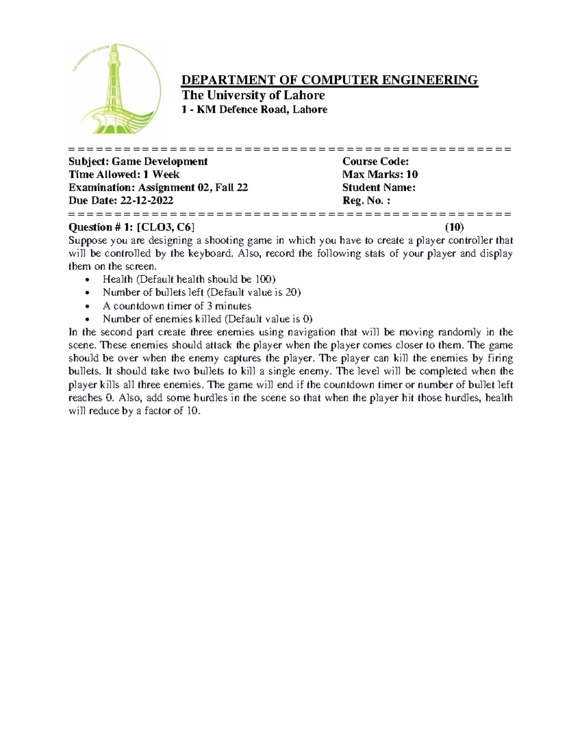 Assignment #2 F22 - Nothing ...