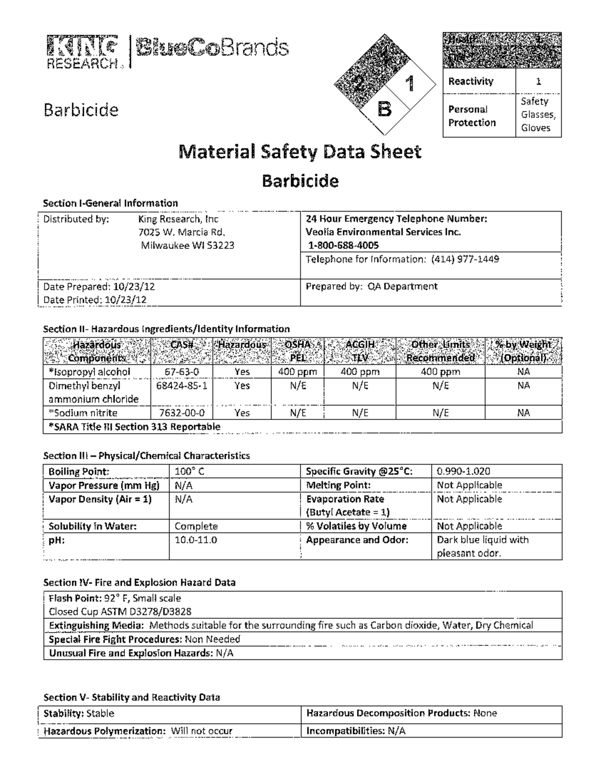 Mackenzie Harless - Barbicide SDS - Studocu