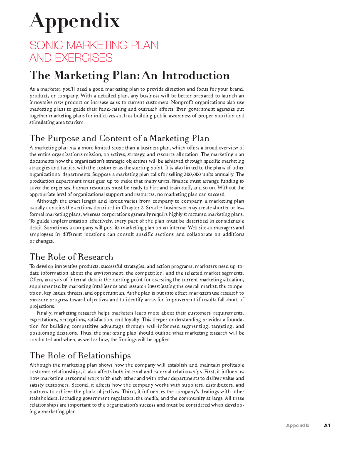 Sonic marketing plan 1 - Appendix Appendix A SONIC MARKETING PLAN AND ...