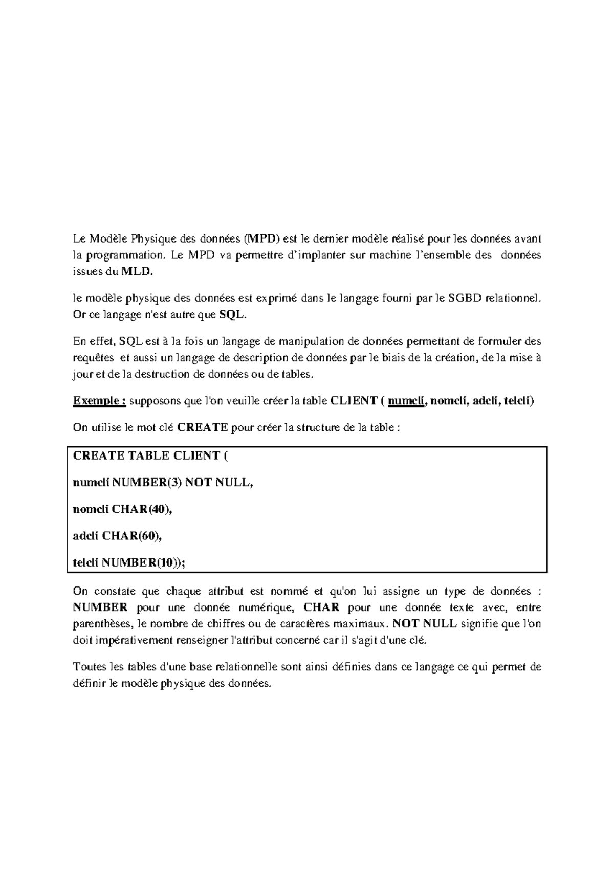 Info-de-Gestion Cours-MPD - LE MODELE PHYSIQUE DES DONNEES (MPD) M. I ...