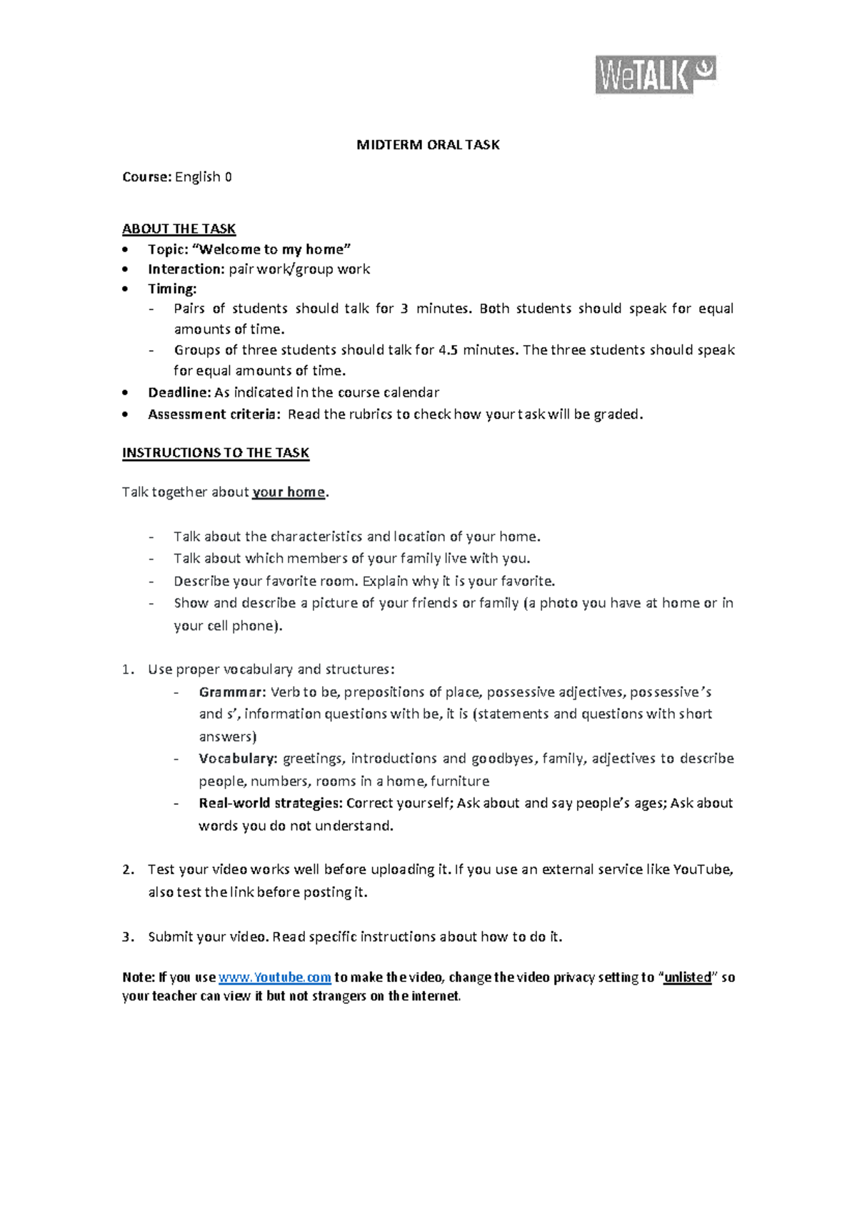 E0 MT ORAL TASK (EA) - MIDTERM ORAL TASK Course: English 0 ABOUT THE ...