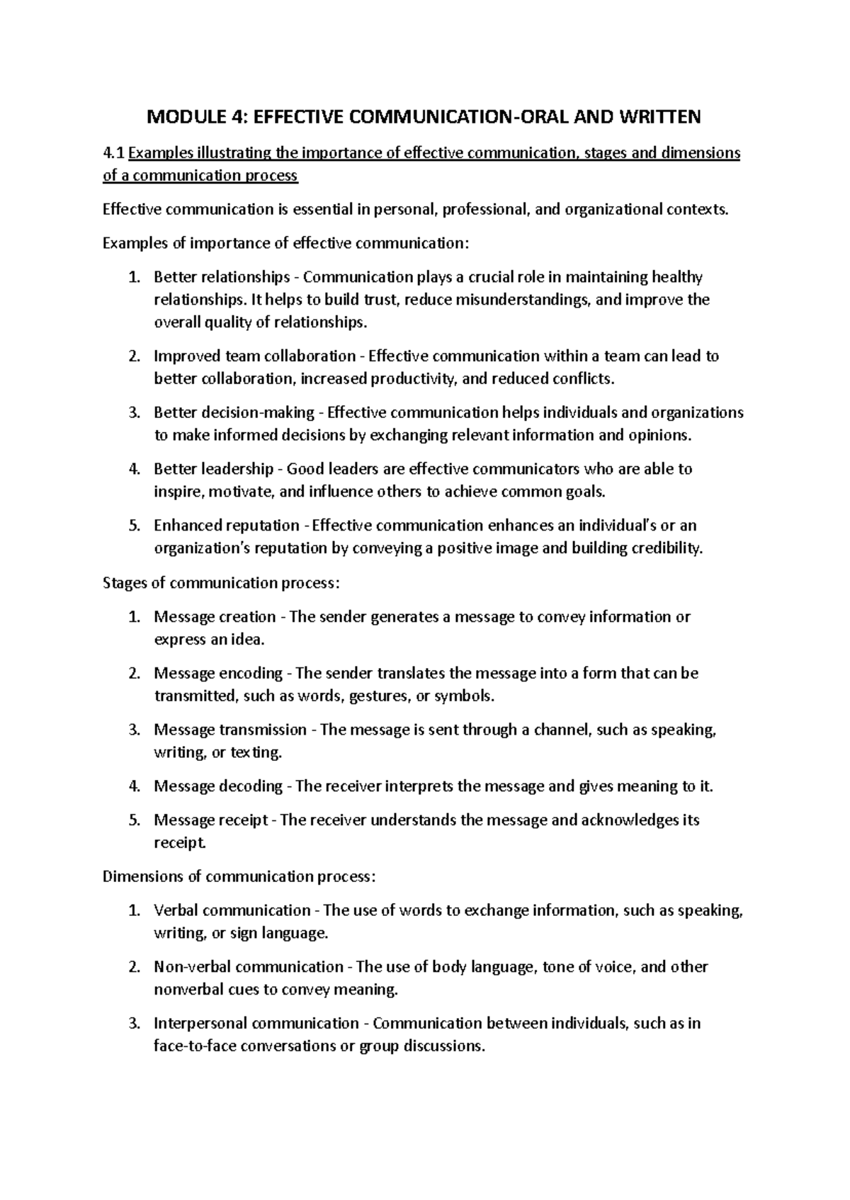 RM4 - PHD - MODULE 4: EFFECTIVE COMMUNICATION-ORAL AND WRITTEN 4 ...