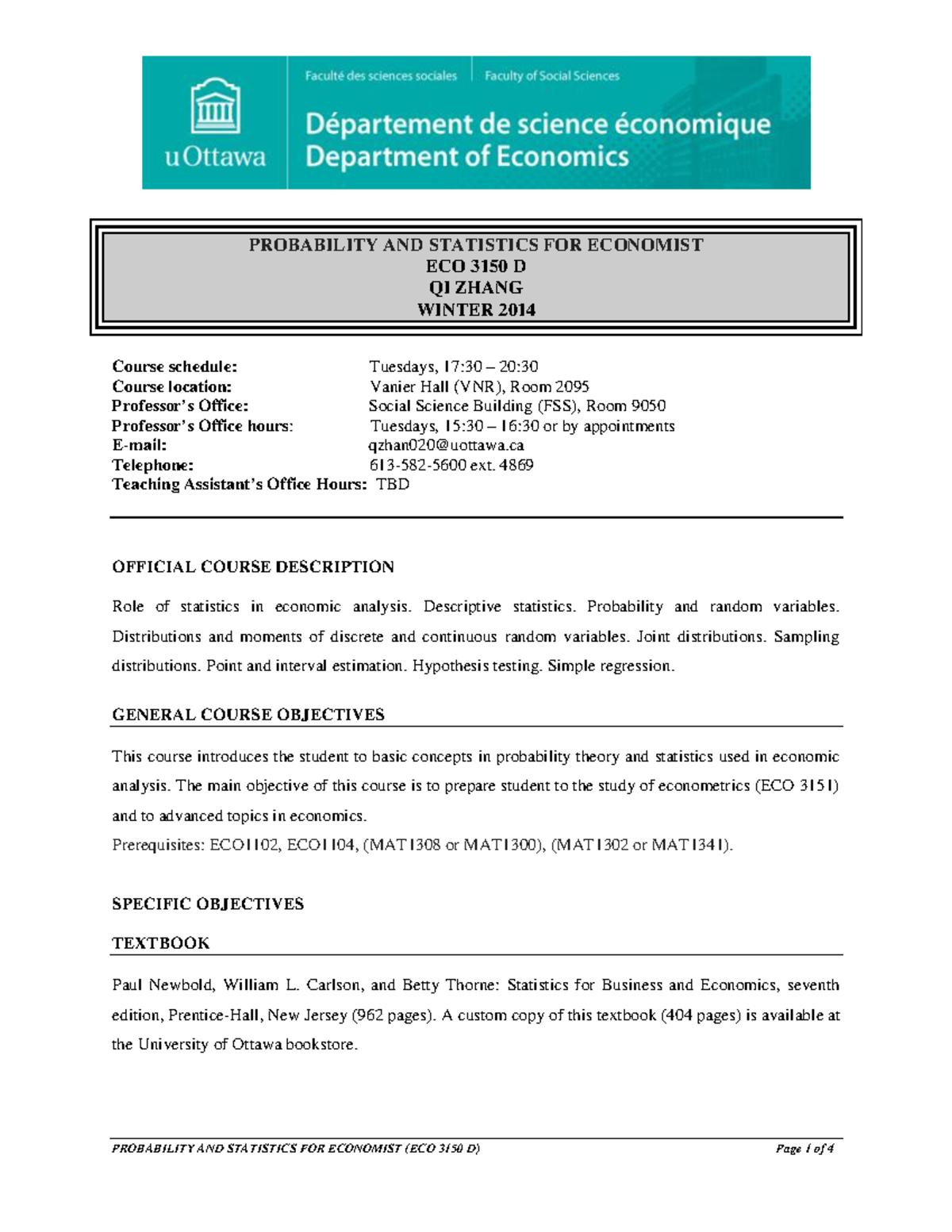 C) Syllabus Probability and Stats - PROBABILITY AND STATISTICS FOR ...