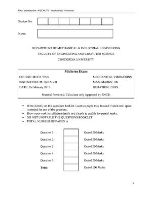 Mech375 F20 Quiz 02 - quiz - Mech 375: Mechanical Vibrations Fall 2020 ...