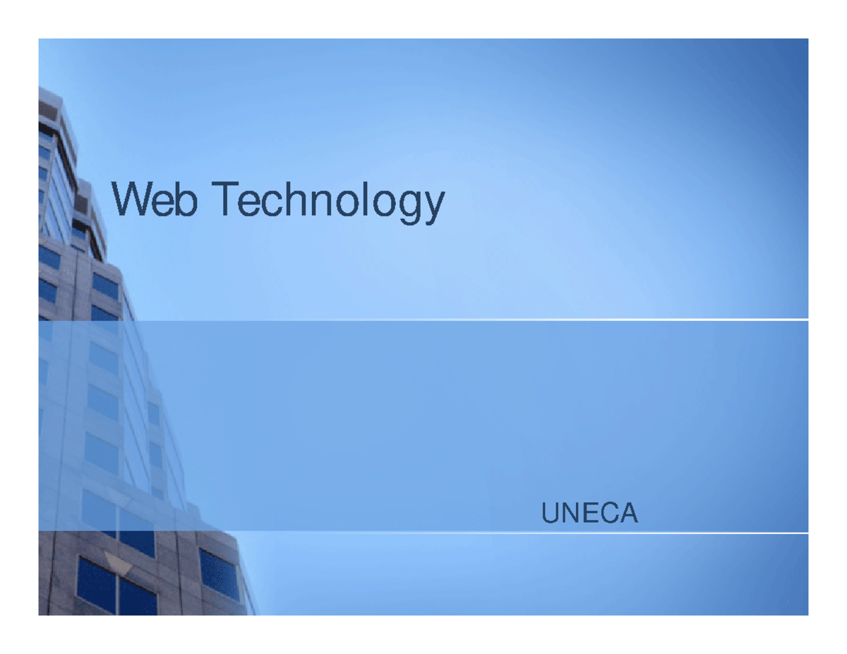 Introduction to web technology - Web Technology UNECA Introduction to Web Technology Web - Studocu