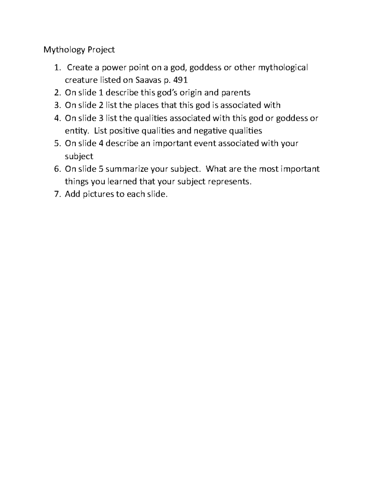 Mythology Project 9th grade - Mythology Project 1. Create a power point ...