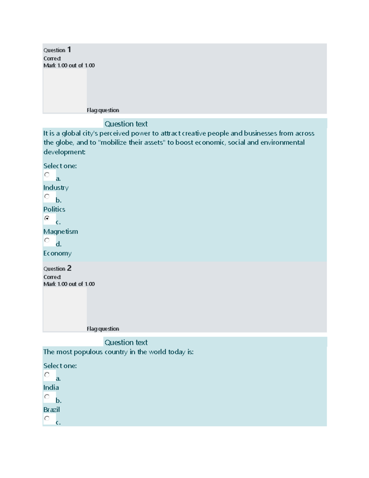 Contempo-midtermquiz 1 - Question 1 Correct Mark 1 out of 1. Flag ...