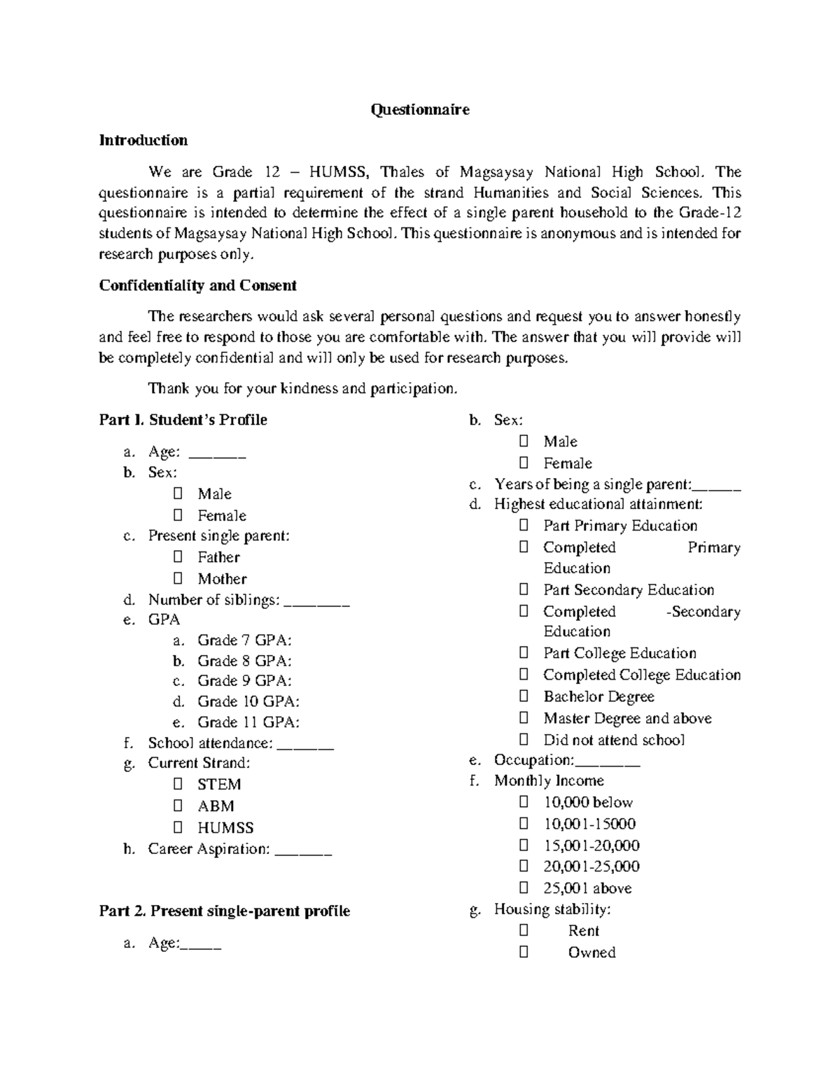 Single parent household effect to students academic performance ...