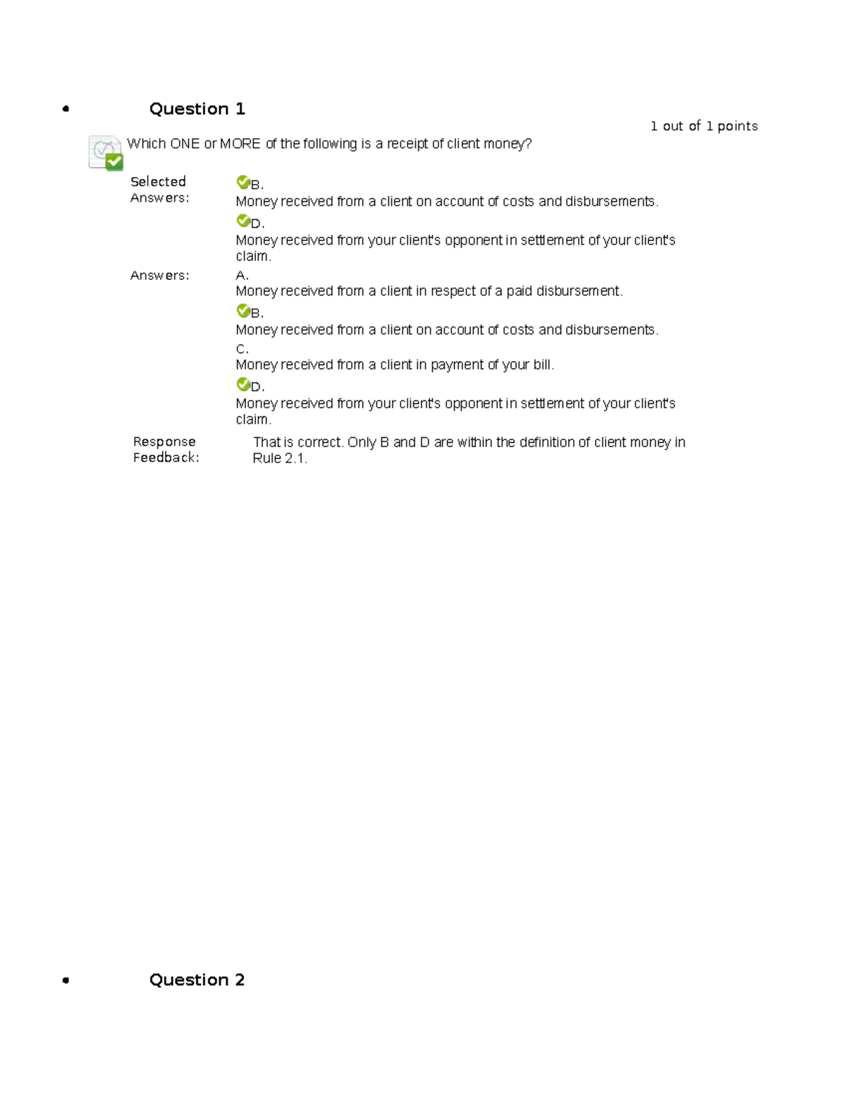 Mcqs Prep Workshop 1 Test And Feedback Preparation Question 1 1 Out Of 1 Points Which One Or