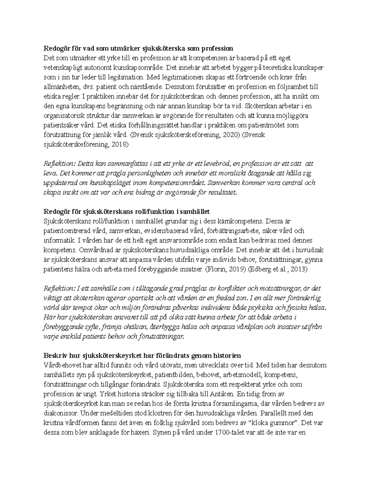 ILU V1 Anna Broling - ilu - Redogör för vad som utmärker sjuksköterska ...