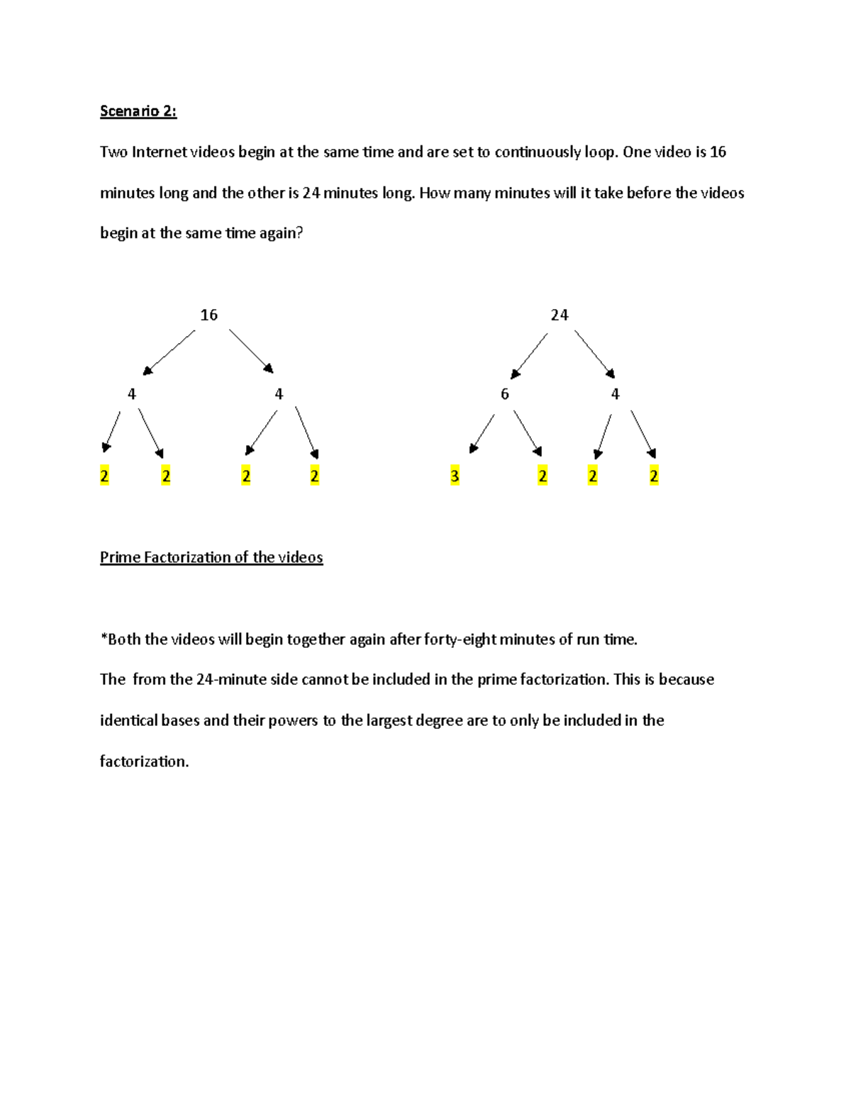 Finite Math Task 2 WGU - Editted - Scenario 2: Two Internet videos begin at the same time and ...