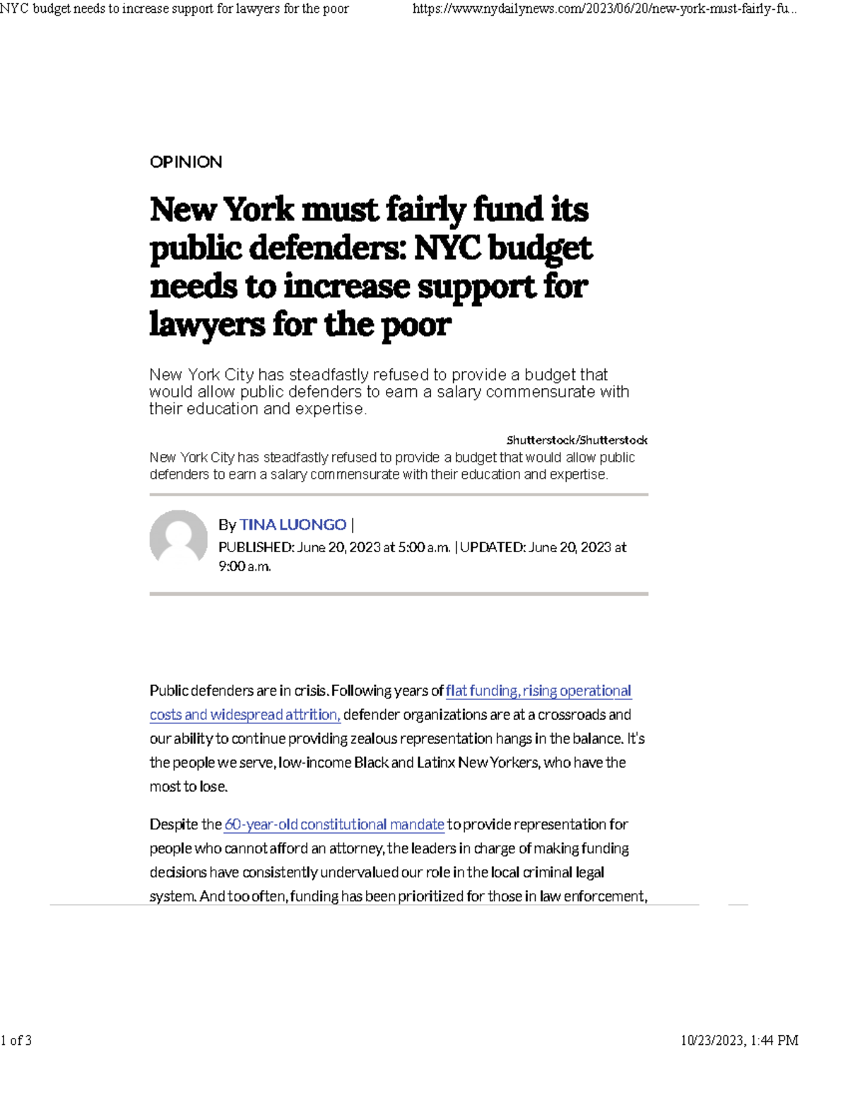 NYC budget needs to increase support for lawyers for the poor - By TINA ...