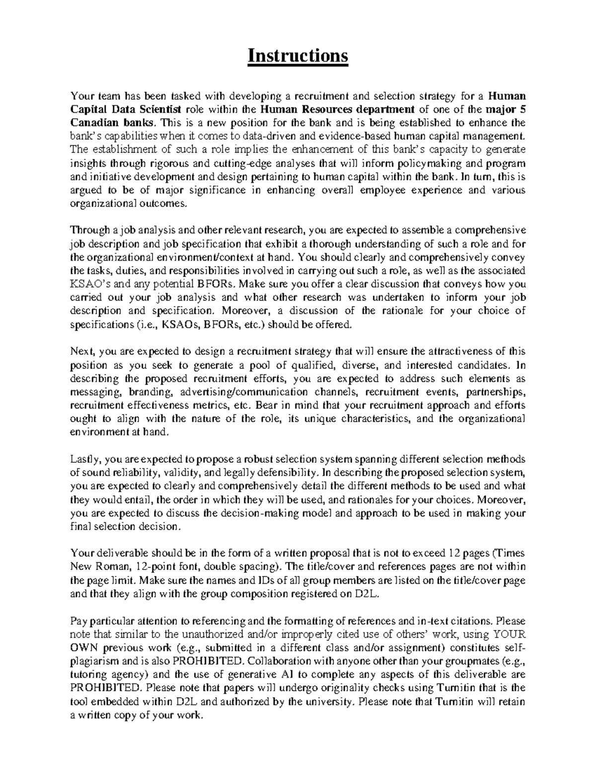 Group Project for hr class - Instructions Your team has been tasked ...