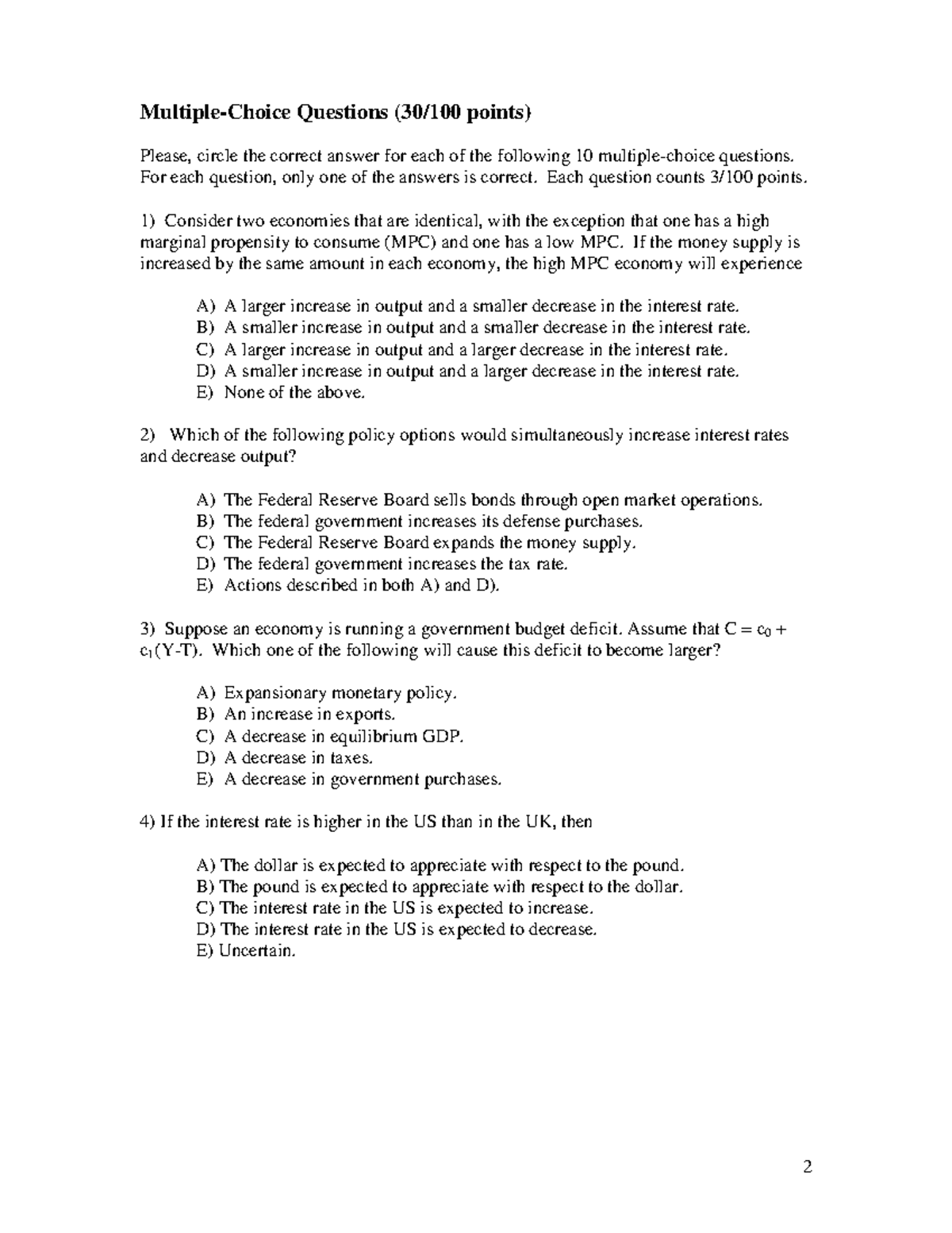 Quiz November 2018, questions - Multiple-Choice Questions (30/100 ...