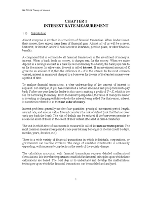 Lecture Chapter 4 Theory of Interest BAS - Studocu