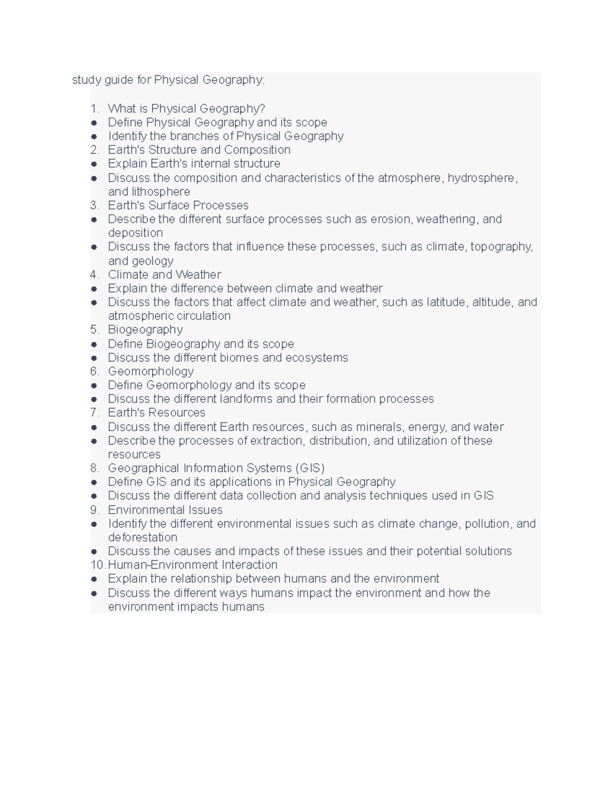 Study guide for Physical Geography - study guide for Physical Geography ...