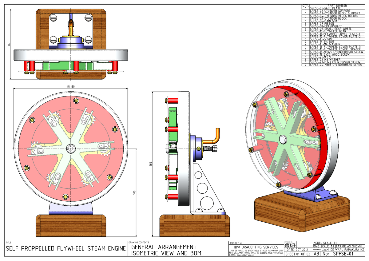 19 SELF Proppelled Flywheel Steam Engine 1 - 130 100 80 165 QTY. PART ...