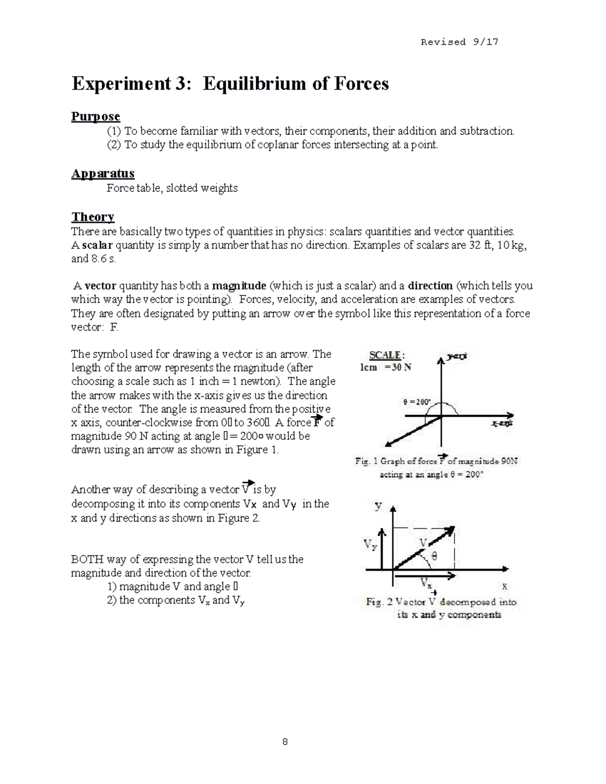 03 Forces - Revised 9/ Experiment 3: Equilibrium of Forces Purpose (1 ...