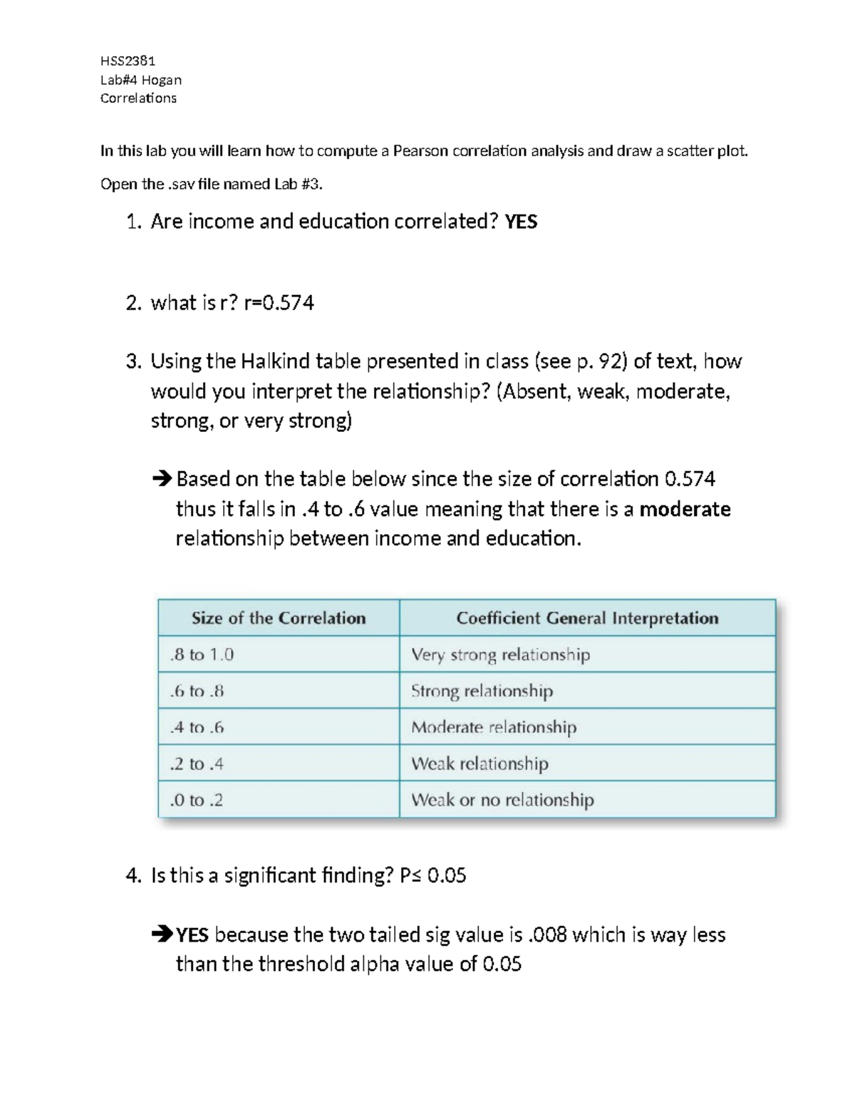 HSS2381 Lab #4 - this document is for lab 4 assignment - HSS Lab#4 Hogan Correlations In this ...