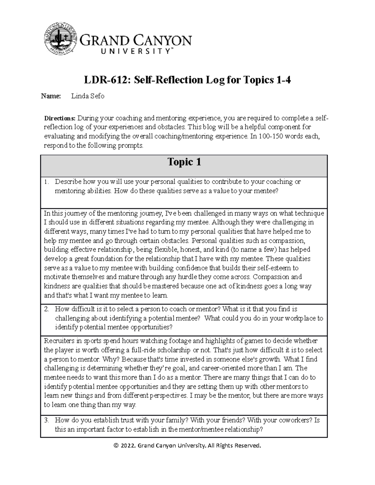 Self-Reflection Logedited 612 - LDR-612: Self-Reflection Log for Topics ...