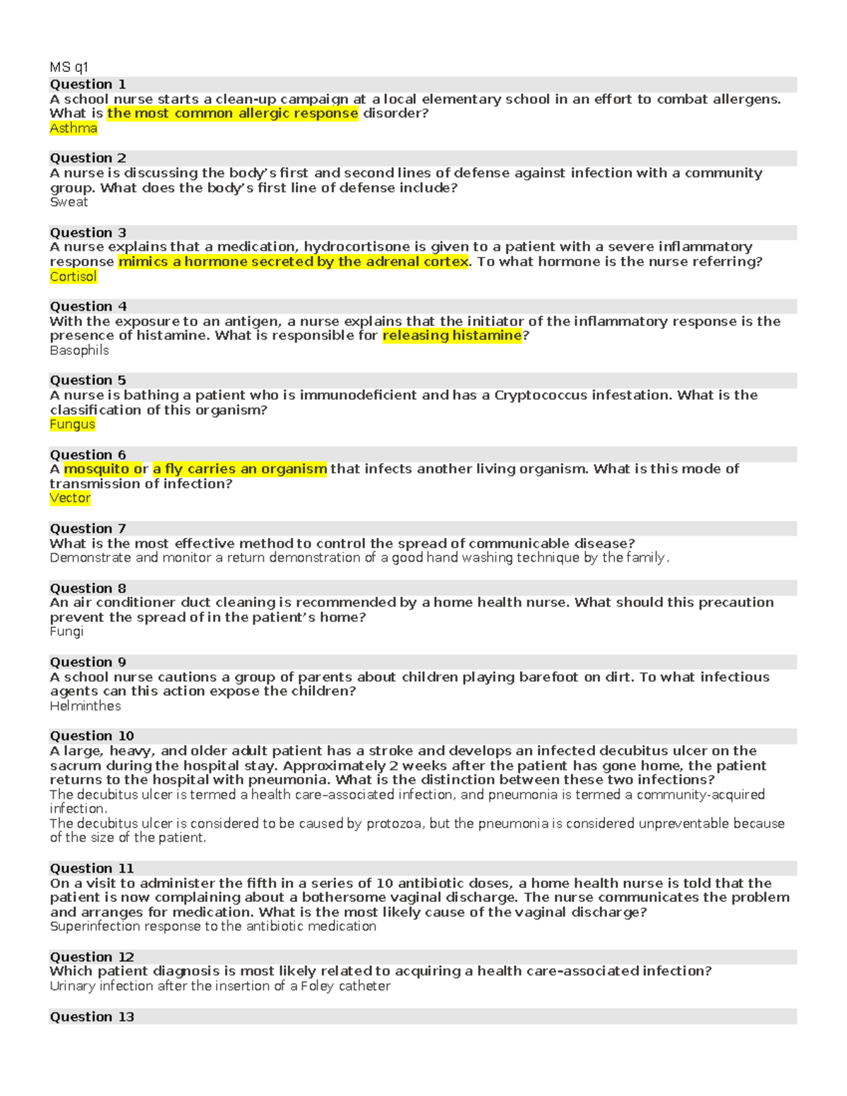 Quiz MS 1 - MS1 quiz 1 practice material - MS q1ailed Answer Key ...
