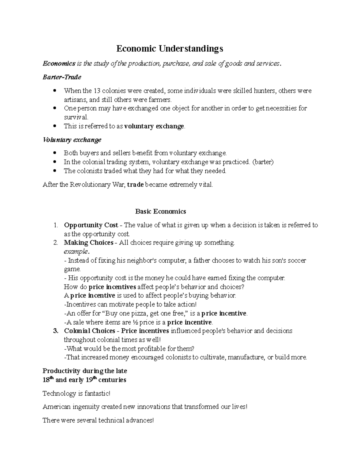Economic Understandings - Economic Understandings Economics is the ...