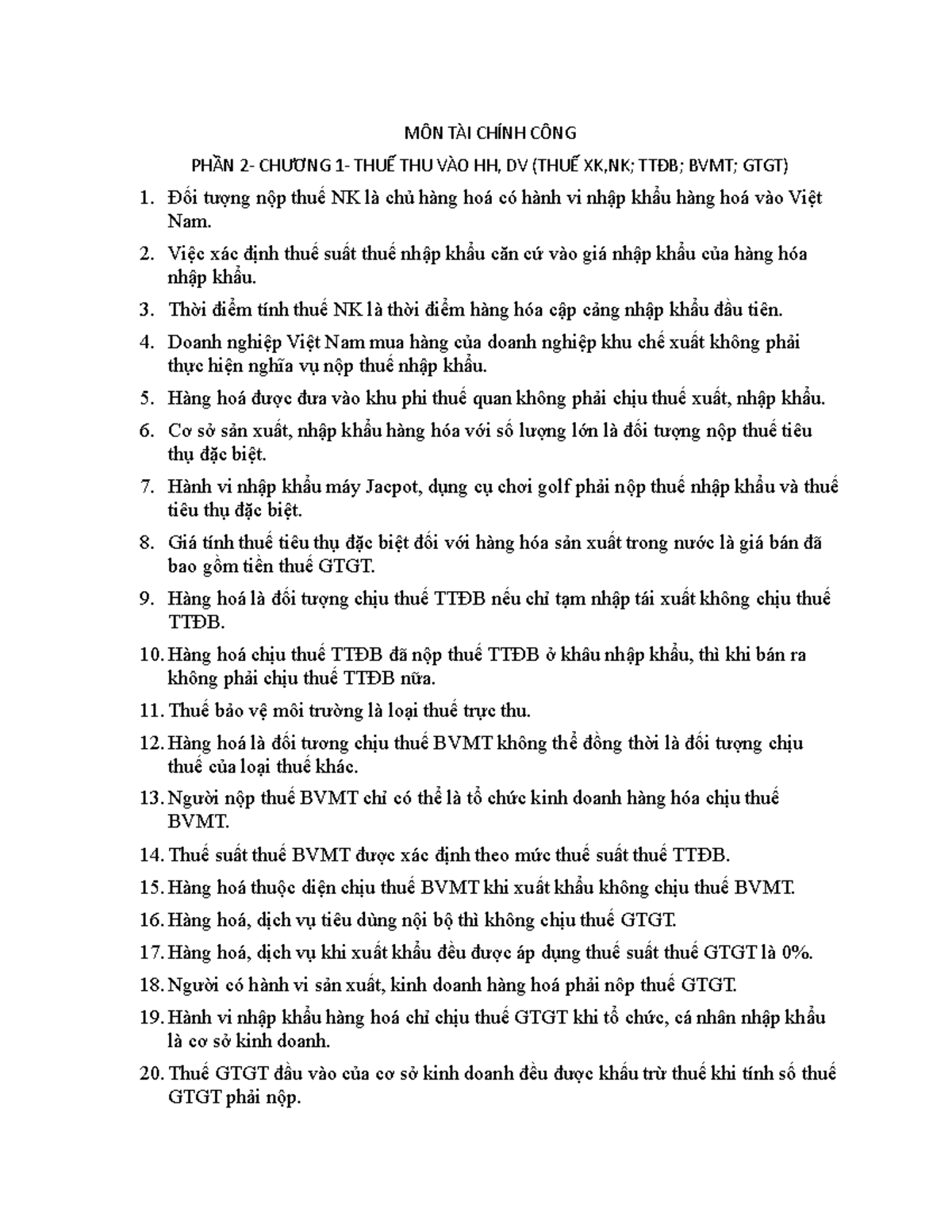 ÔN-TẬP-PHẦN-2-CHƯƠNG-1-THUẾ-THU-VÀO-HHDV - MÔN TÀI CHÍNH CÔNG PHẦN 2 ...