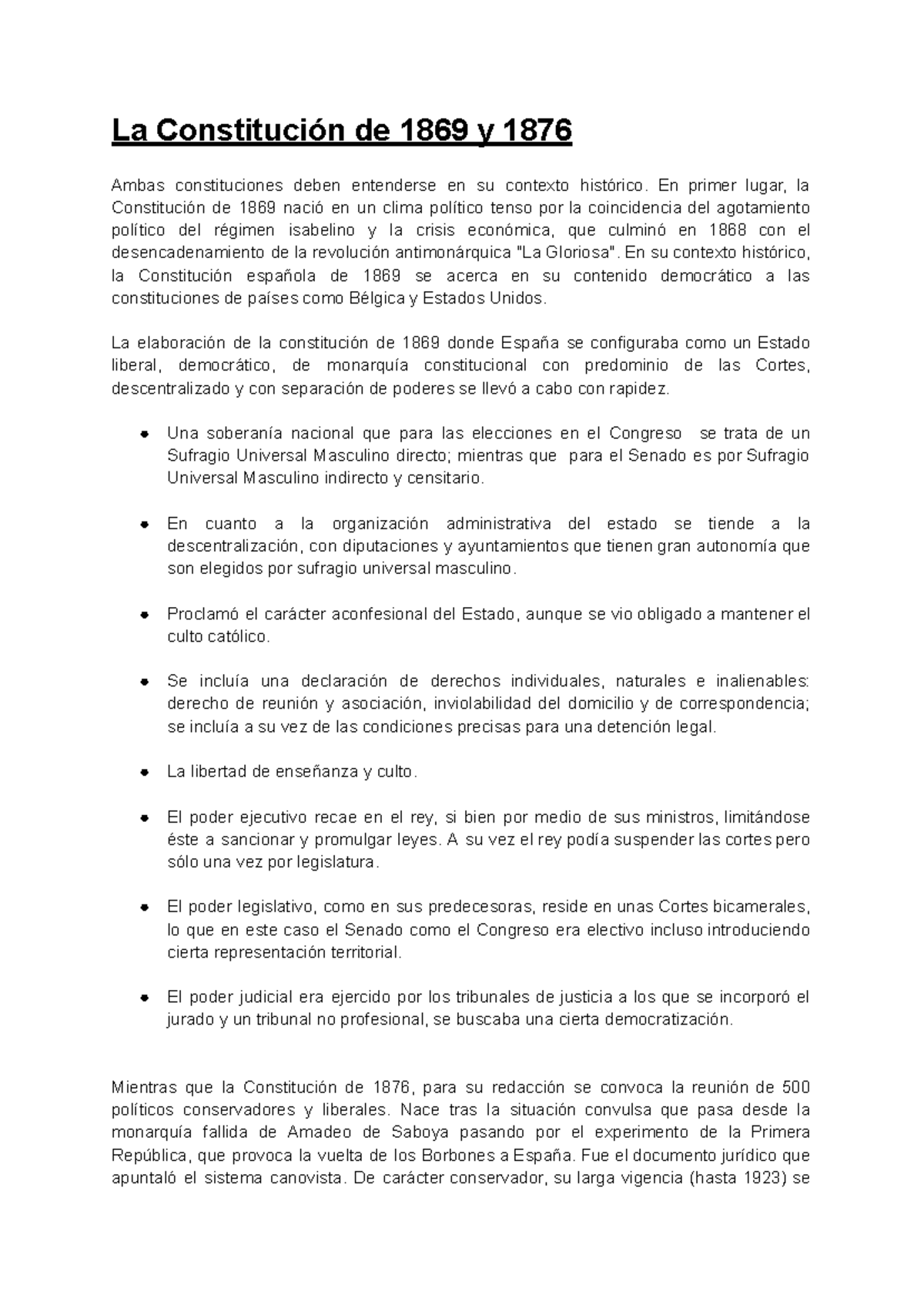 Estandares HDE 2ª evaluacion - La Constitución de 1869 y 1876 Ambas ...