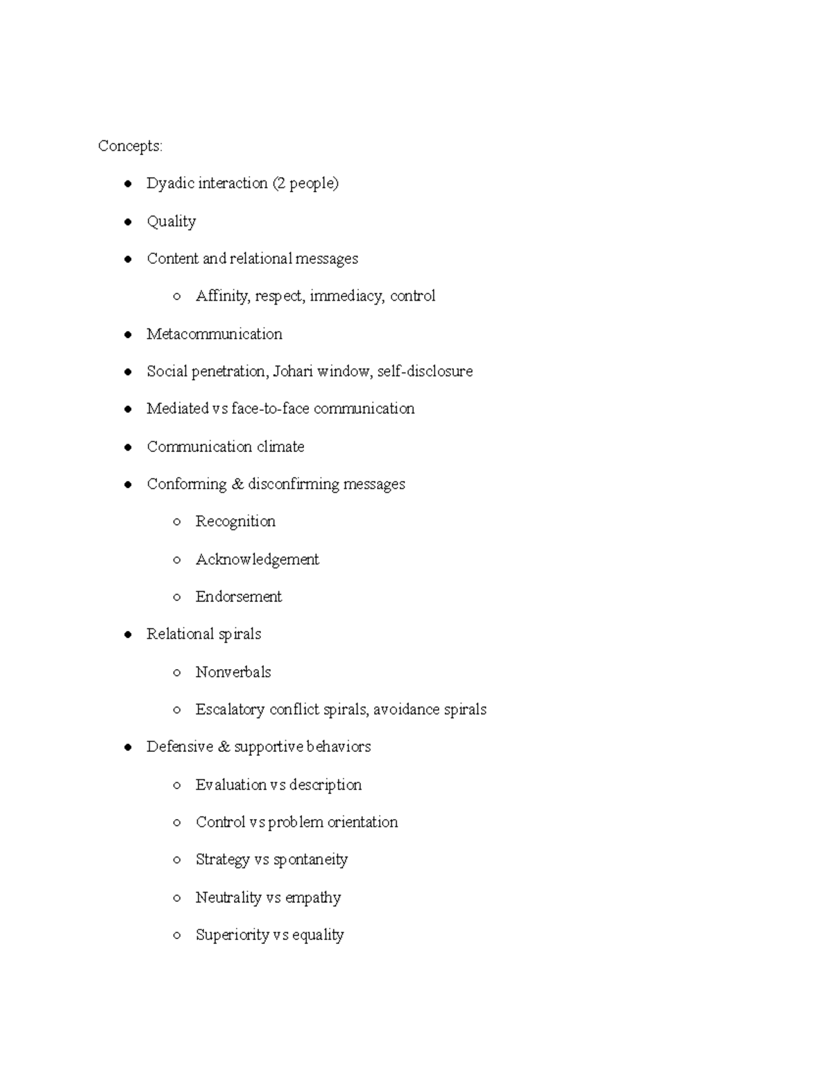 Interpersonal Concepts - Concepts: Dyadic interaction (2 people ...