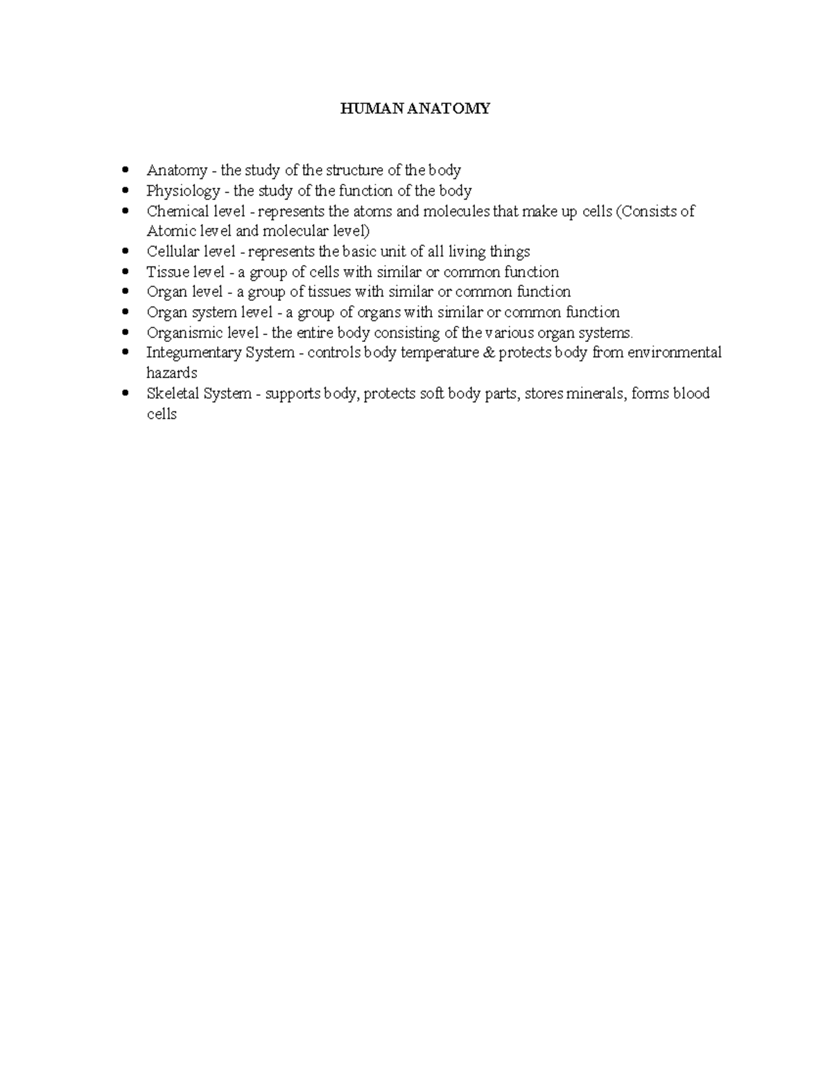 Human Anatomy - Lecture notes 1-5 - Anatomy And Physiology - Studocu