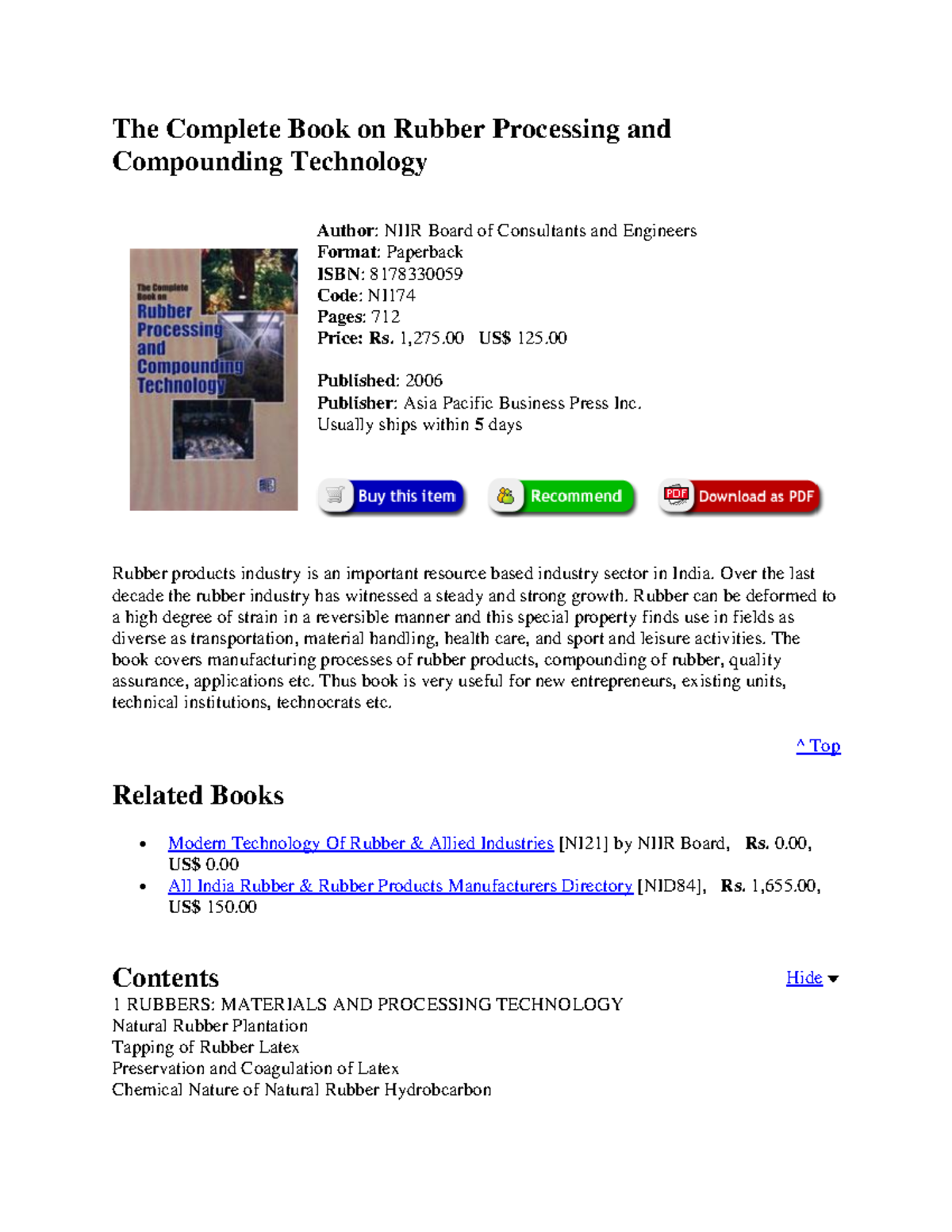 The complete book on rubber processing and compounding technology - The ...