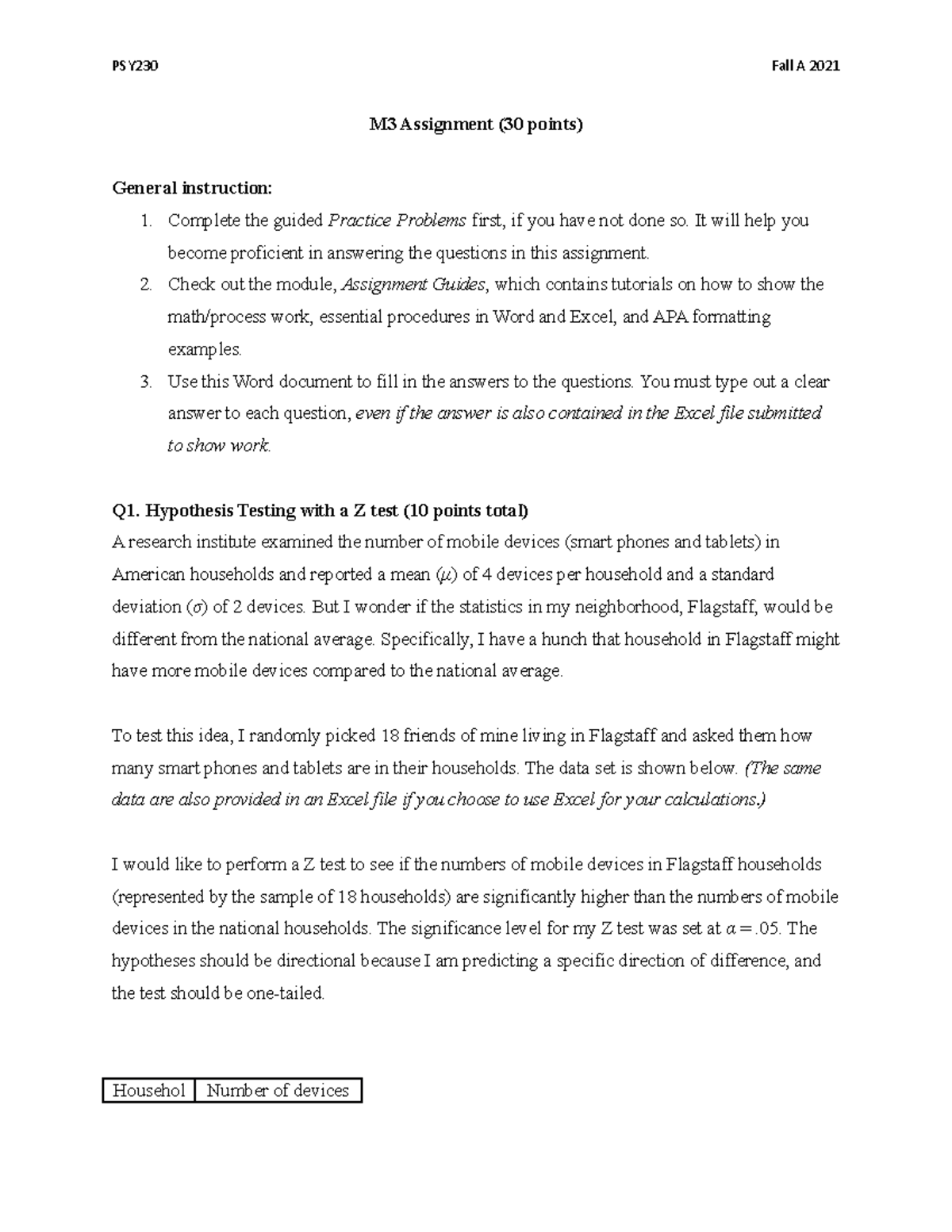 Psy290 M3 Assignment - PSY 230 - ASU - Studocu