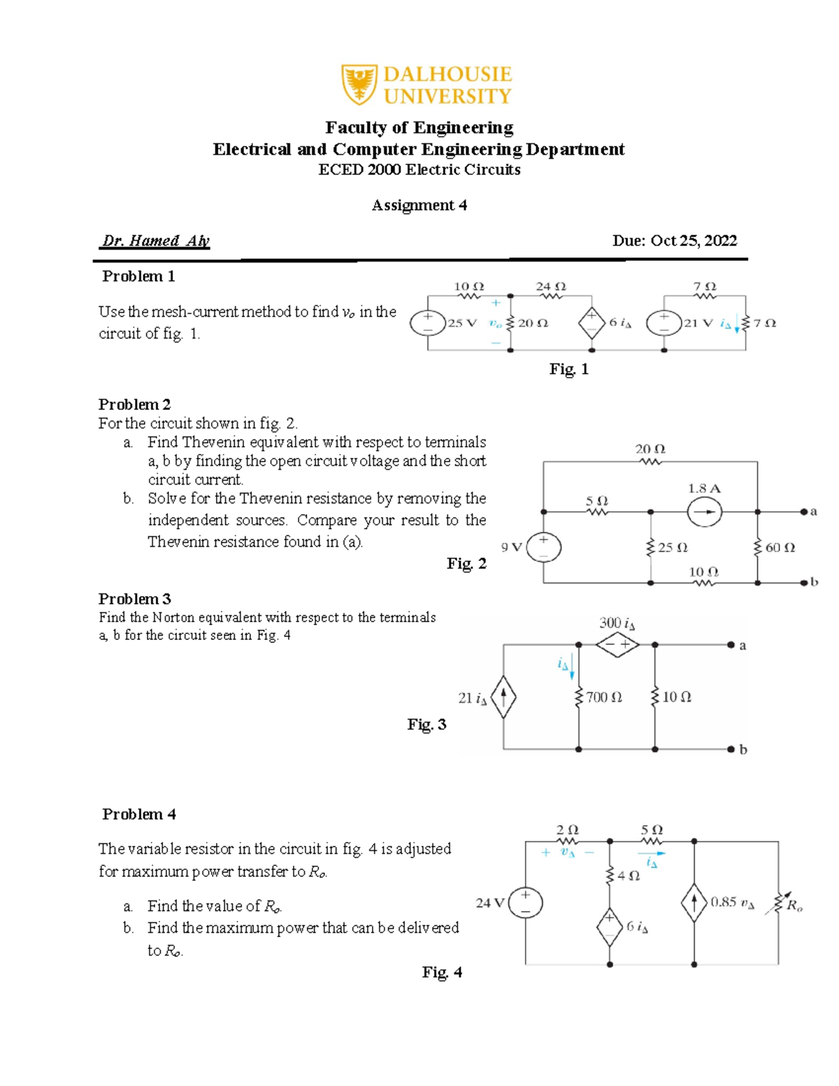 Assignmnet 4 2022 - Assignment - Faculty of Engineering Electrical and ...