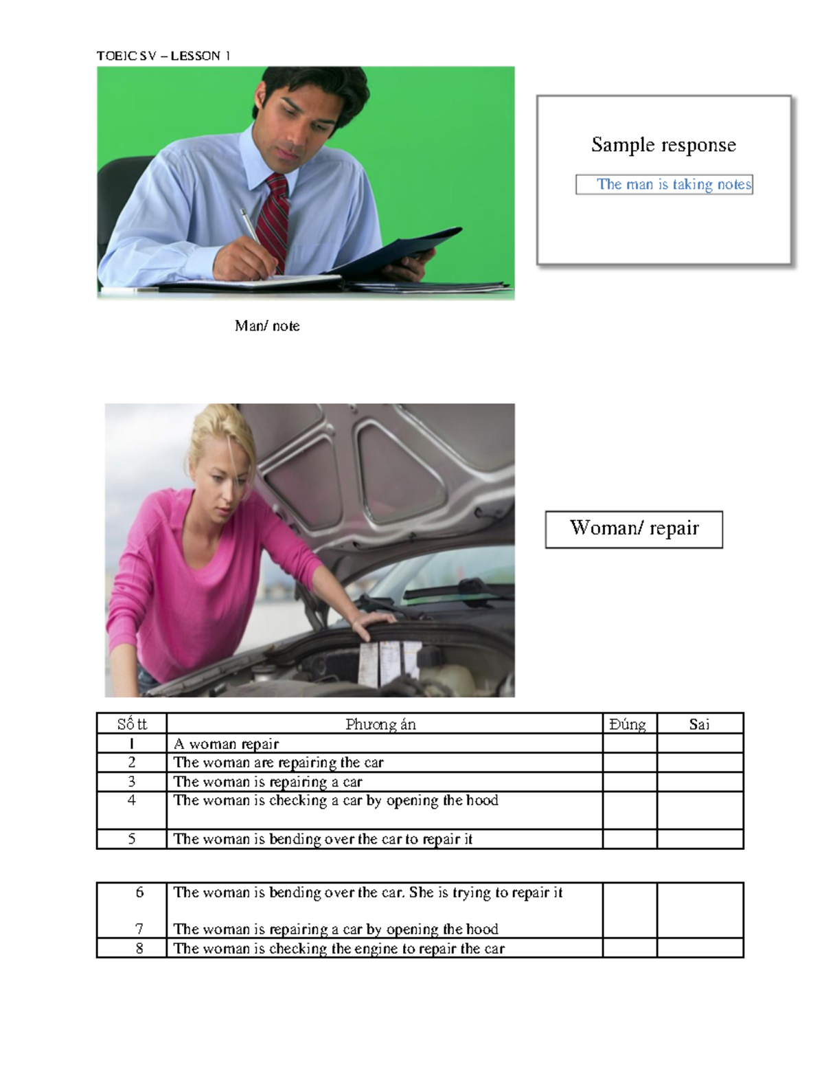 Toeic Writing Lesson 1 - Lecture notes 1 - TOEIC SV – LESSON 1 Sample ...