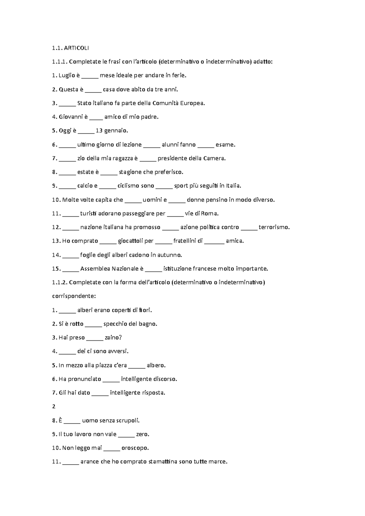 Sette esercizi - attivita sul articolo di giornale - 1. ARTICOLI 1.1 ...