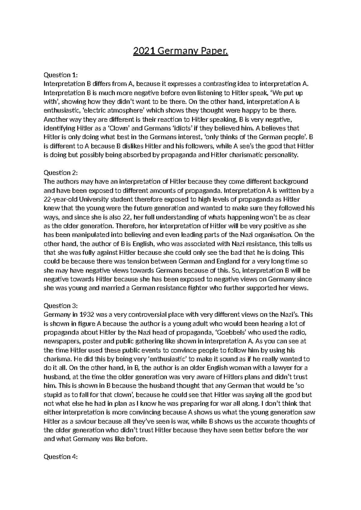 Document - 2021 Germany Paper. Question 1: Interpretation B differs ...