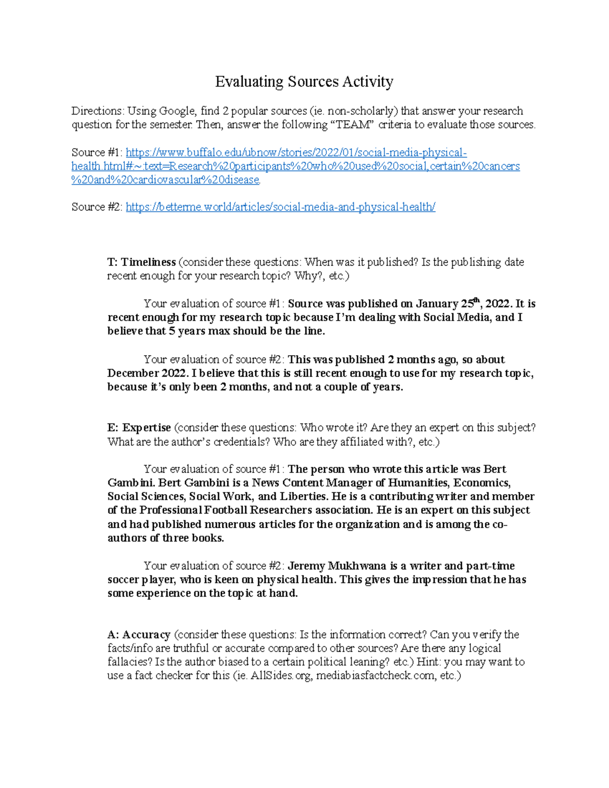 Evaluating Sources Activity - Evaluating Sources Activity Directions ...