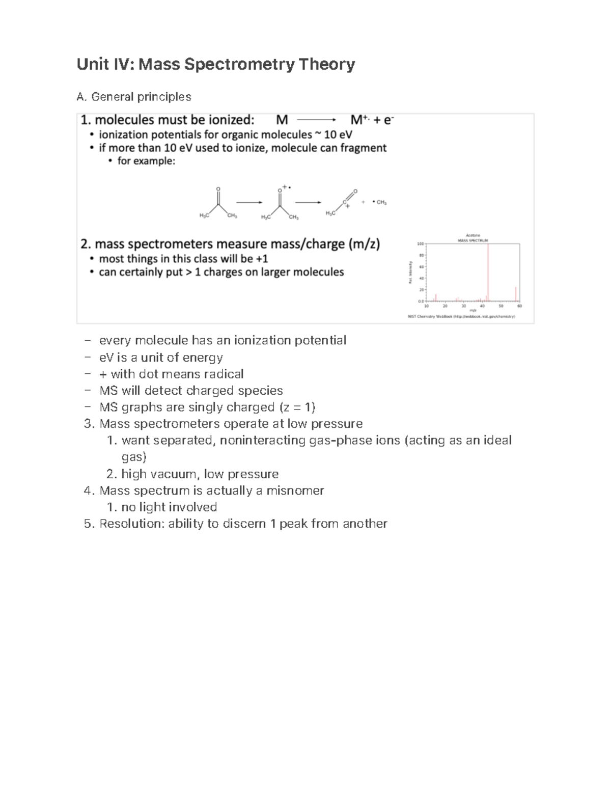 Unit IV- Mass Spectrometry Theory - Unit IV: Mass Spectrometry Theory A ...