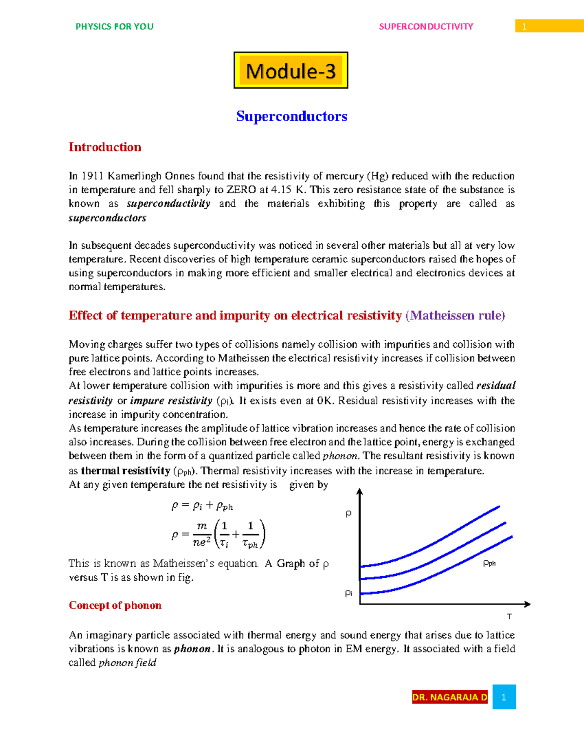 physics for cse stream branch 1st sem - Superconductors Introduction In 1911 Kamerlingh Onnes ...