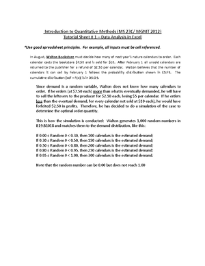 MGMT2012 201610 - Past Paper - Quantitative Methods - Studocu