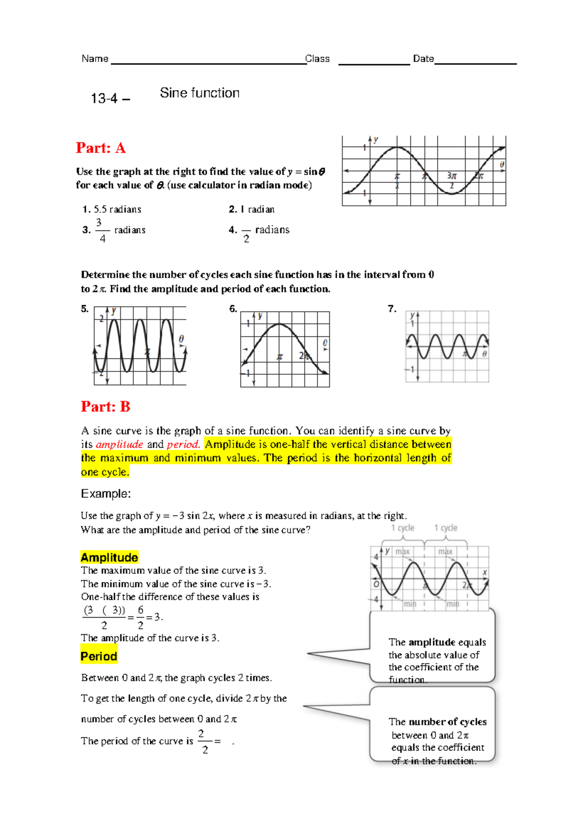 Muhammad Redwanuzzaman - Algebra 2 Section 13.4 Sine function - Name ...