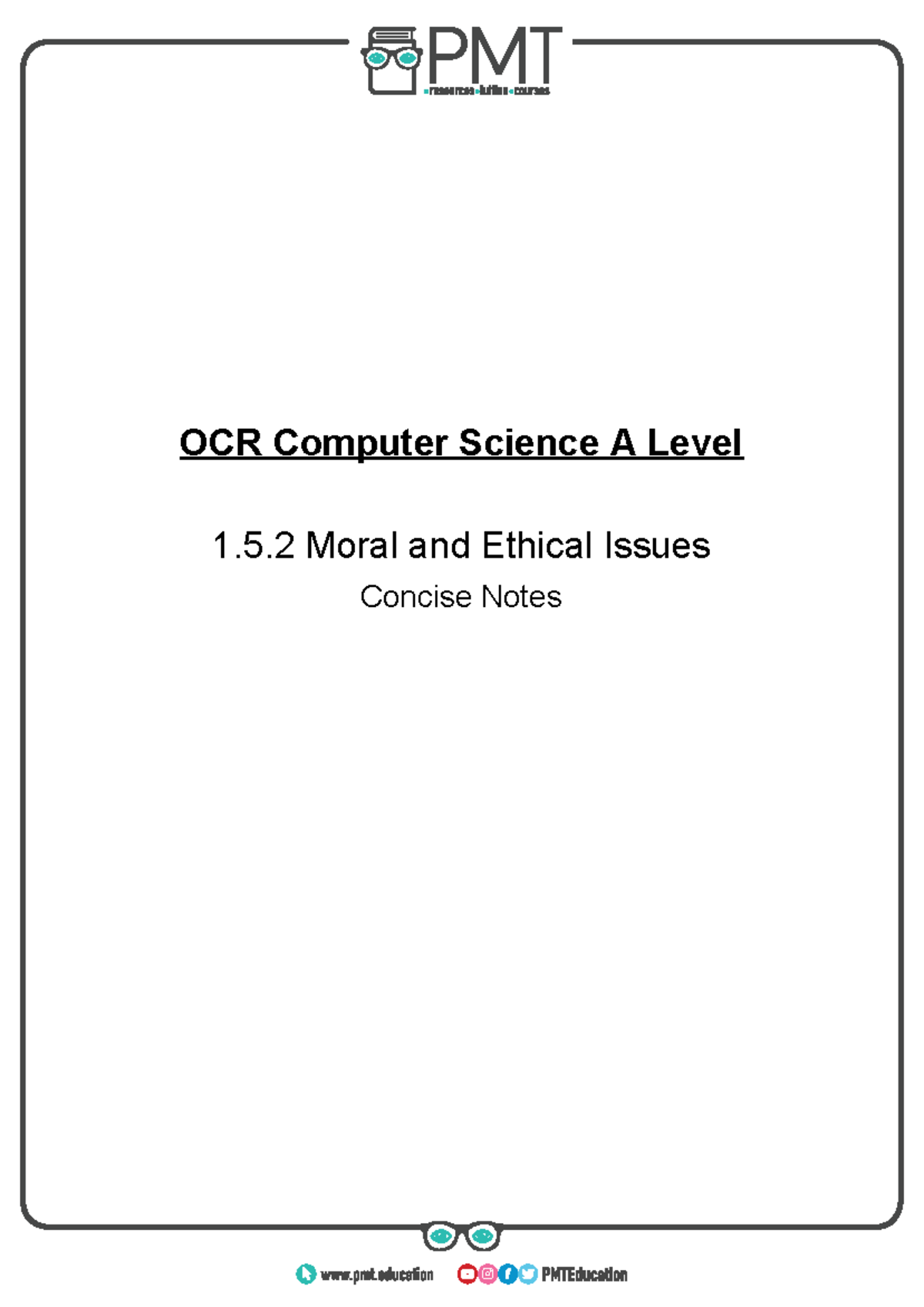 1.5 - noite - OCR Computer Science A Level 1.5 Moral and Ethical Issues ...