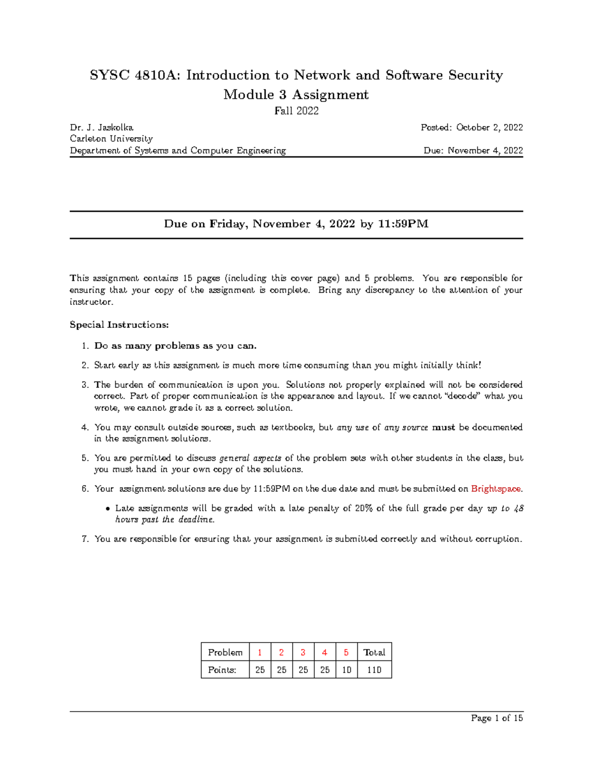 Assignment-03-Solutions - SYSC 4810A: Introduction to Network and Software Security Module 3 ...