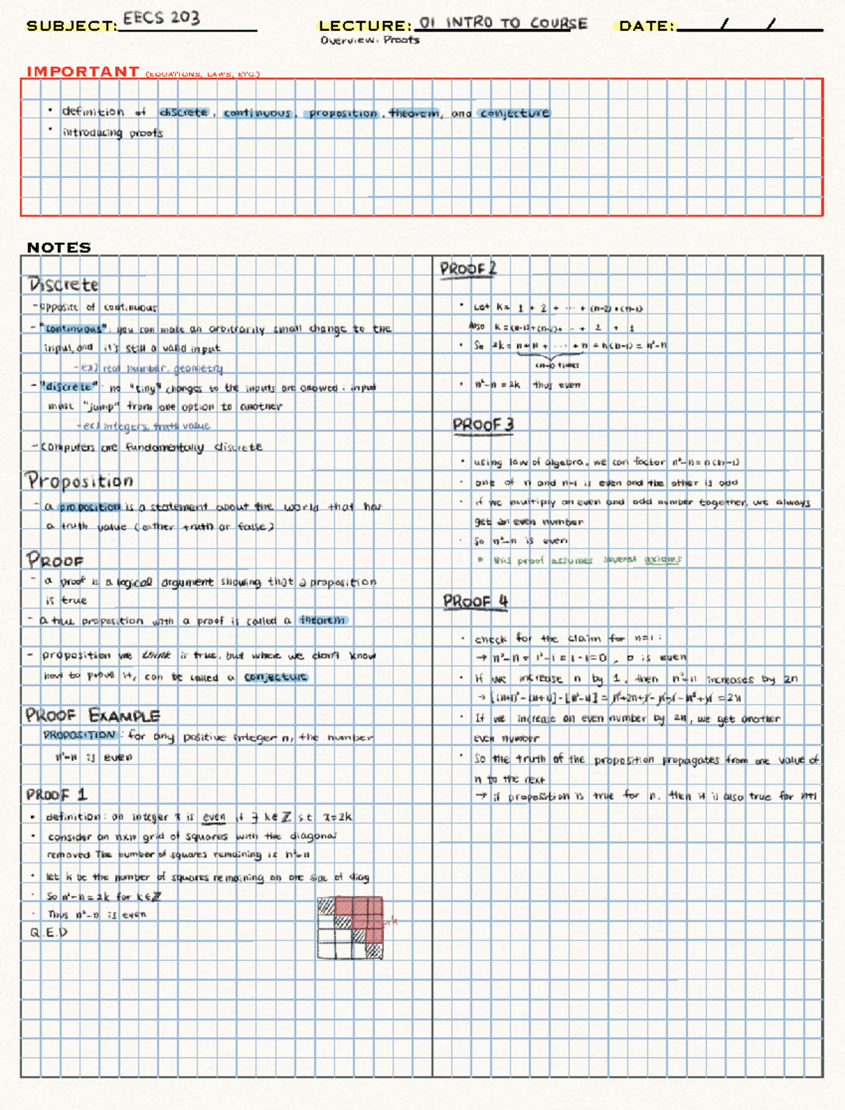 EECS 203 Lec 01-09 - EECS 203 - IMPORTANT (equations, laws, etc ...